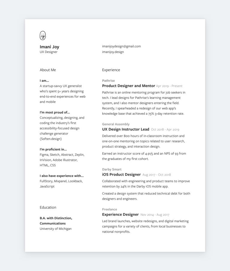 17 Brilliant Product Designer Resume Examples and a Guide for Yours - UXfolio Blog