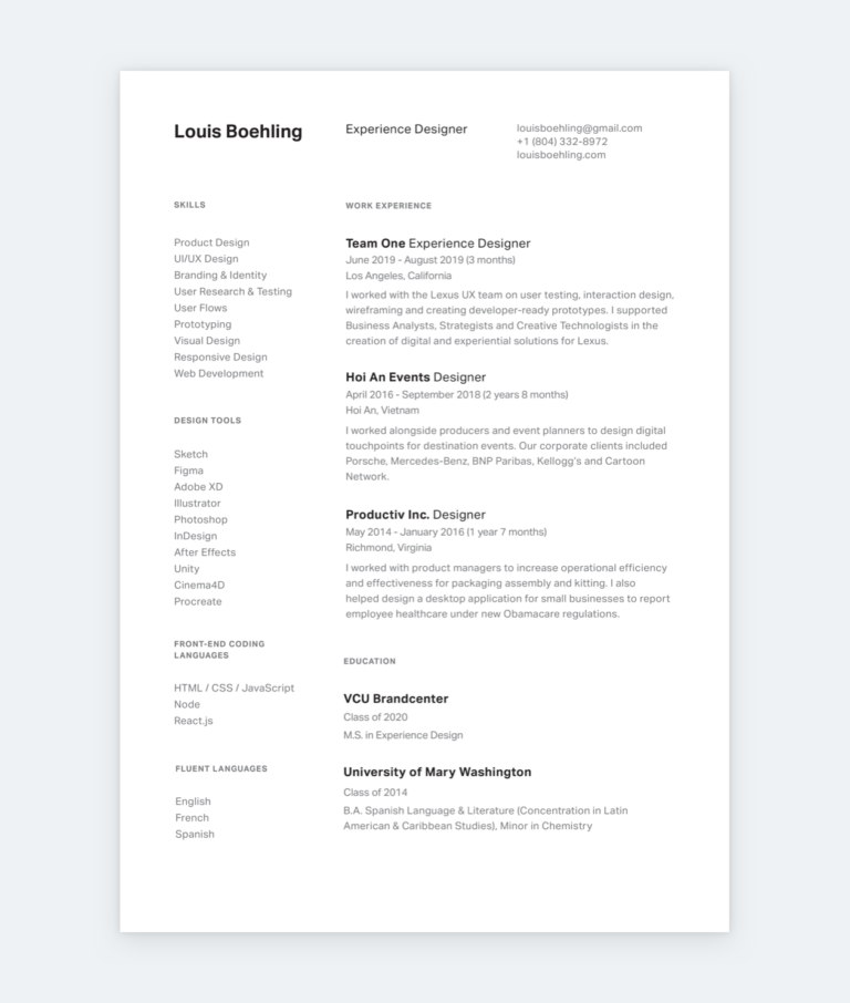 17 Brilliant Product Designer Resume Examples | UXfolio